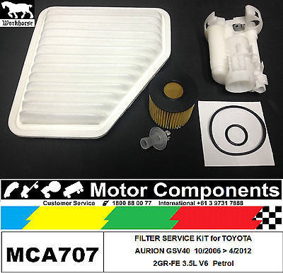 FILTER KIT for TOYOTA AURION 2GR-FE 3.5L V6 Oil Air Fuel 06 >12 – Motor ...